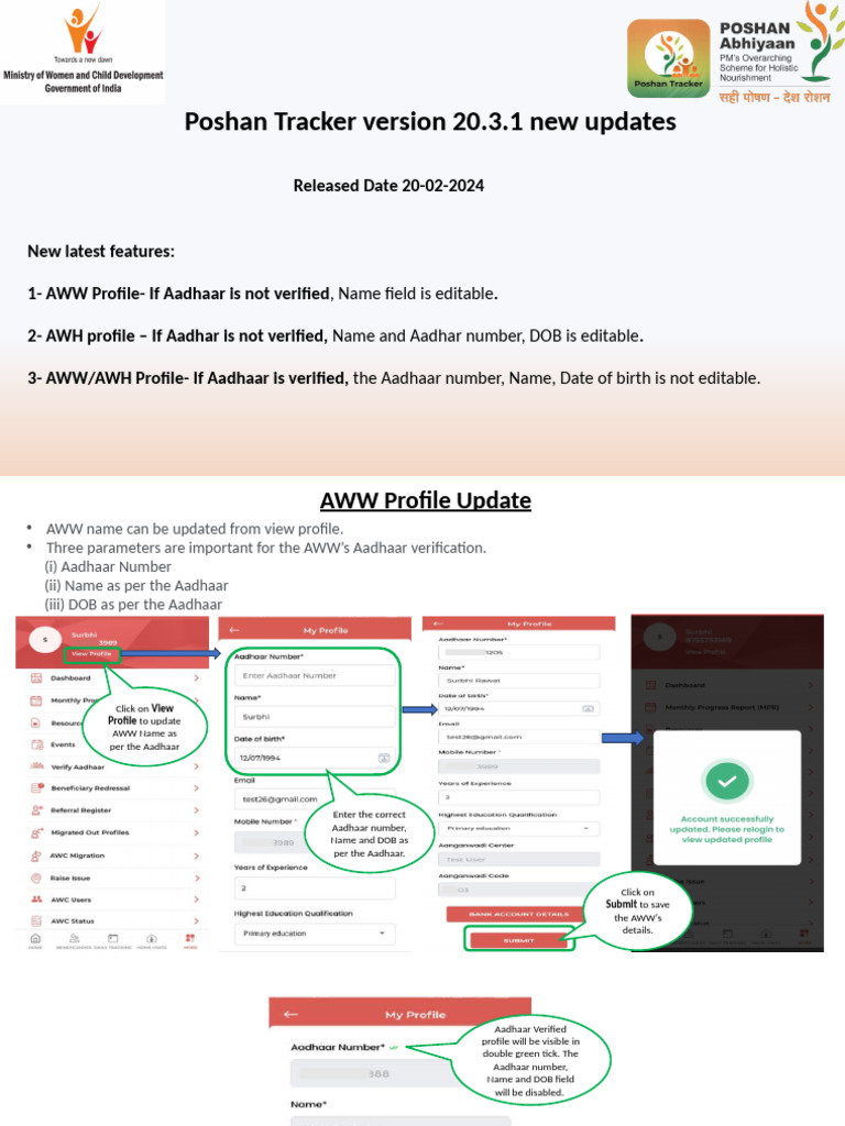 Poshan Tracker 20.3.1 Update Details | PDF