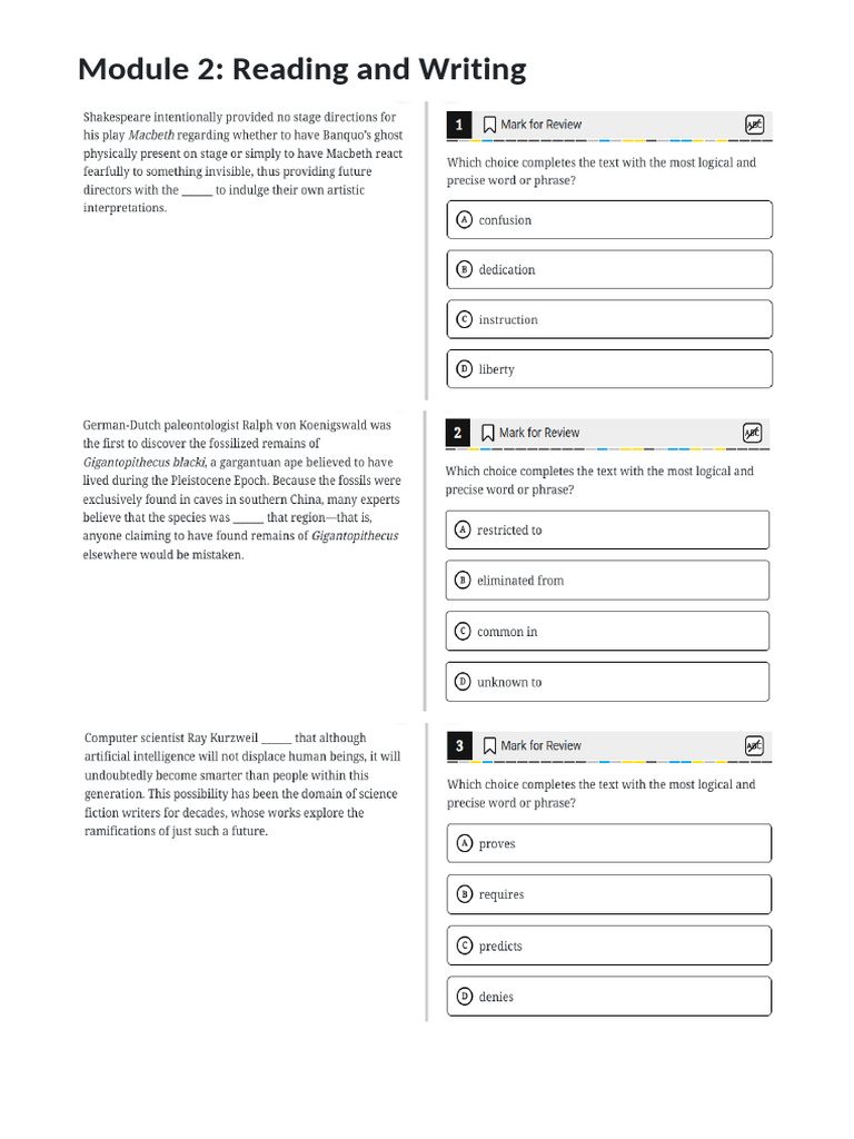 Digital SAT Practice Test 5 | PDF