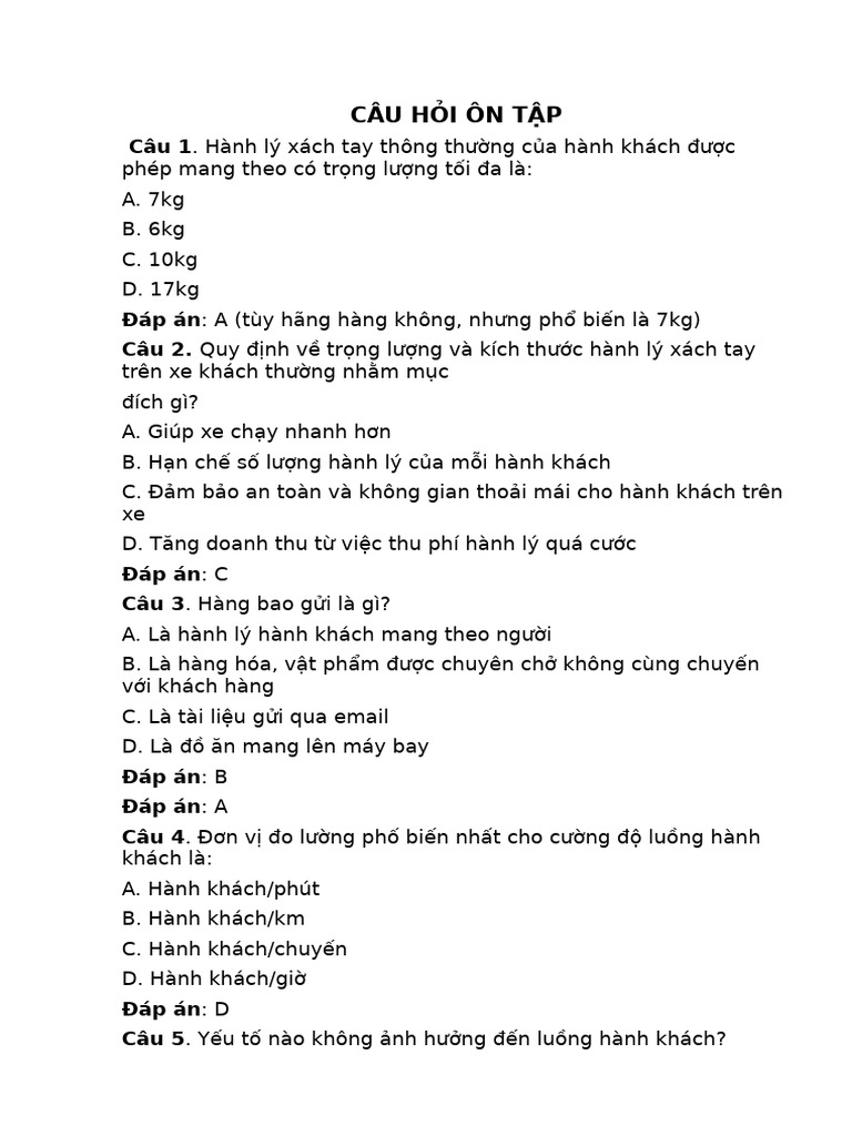 CÂU HỎI ÔN TẬP KTVT | PDF