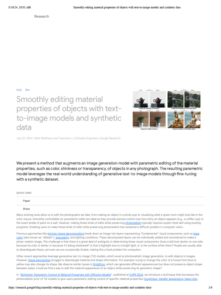 Smoothly Editing Material Properties of Objects With Text-To-image ...