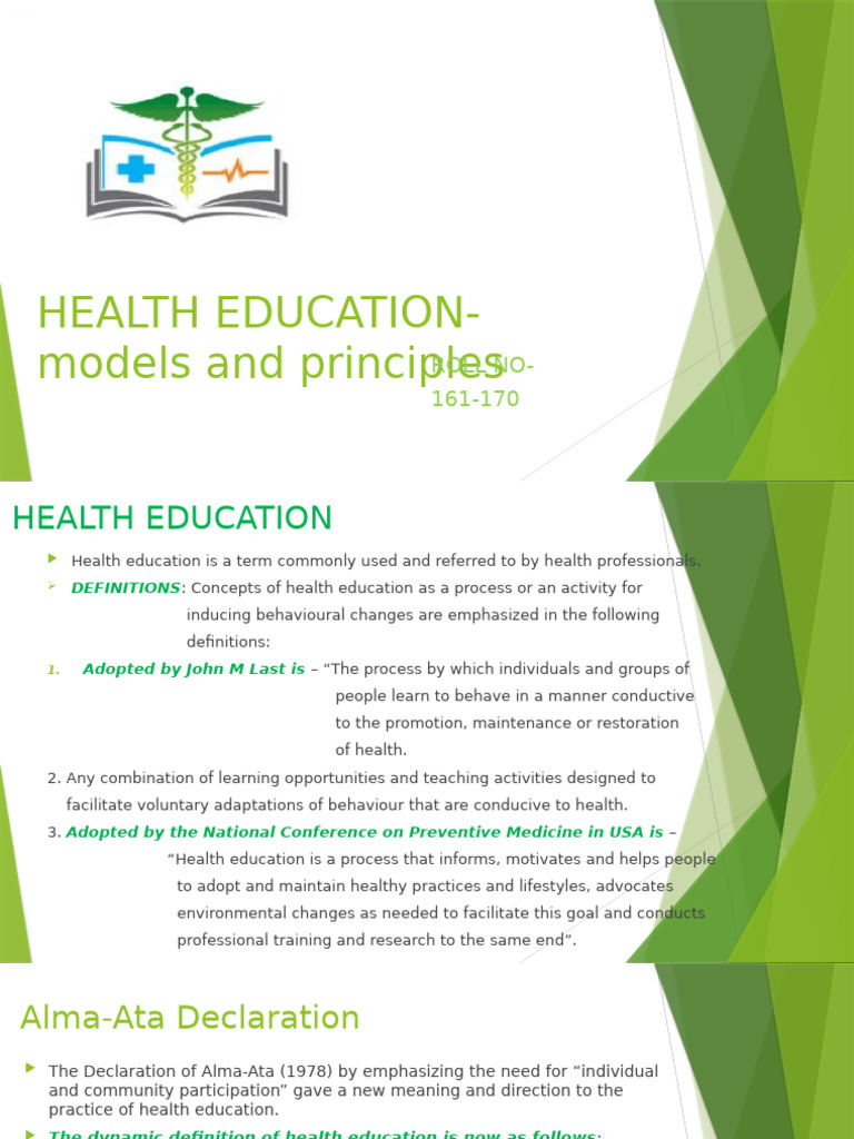 Health Education - Models and Principles | PDF | Motivational | Motivation
