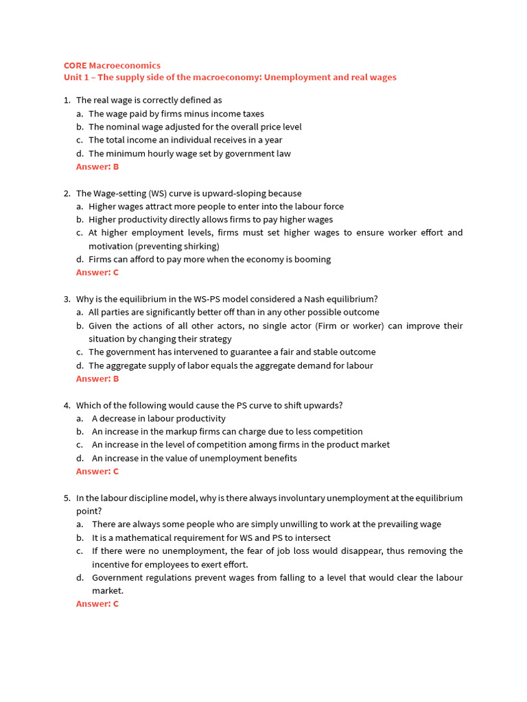 Unit 1 - The Supply Side of The Macroeconomy - Unemployment and Real ...