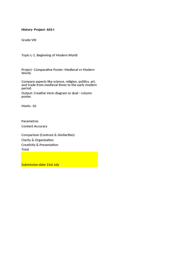 Grade VIII - History Formative Internal Assessment Planning-2025-26 ...