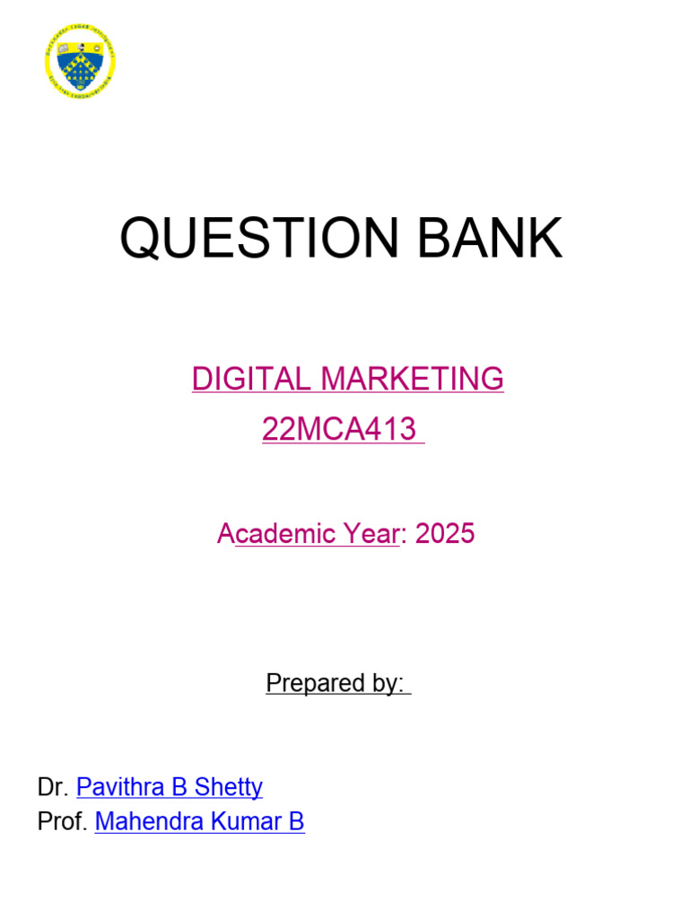 Dm-Question Bank 22mca413 | PDF | Digital Marketing | Popular Culture ...