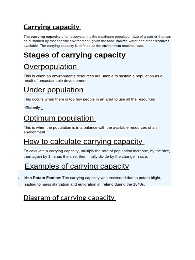 Carrying Capacity | PDF