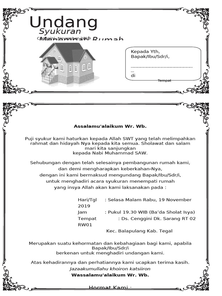 Undangan Syukuran Rumah Baru | PDF