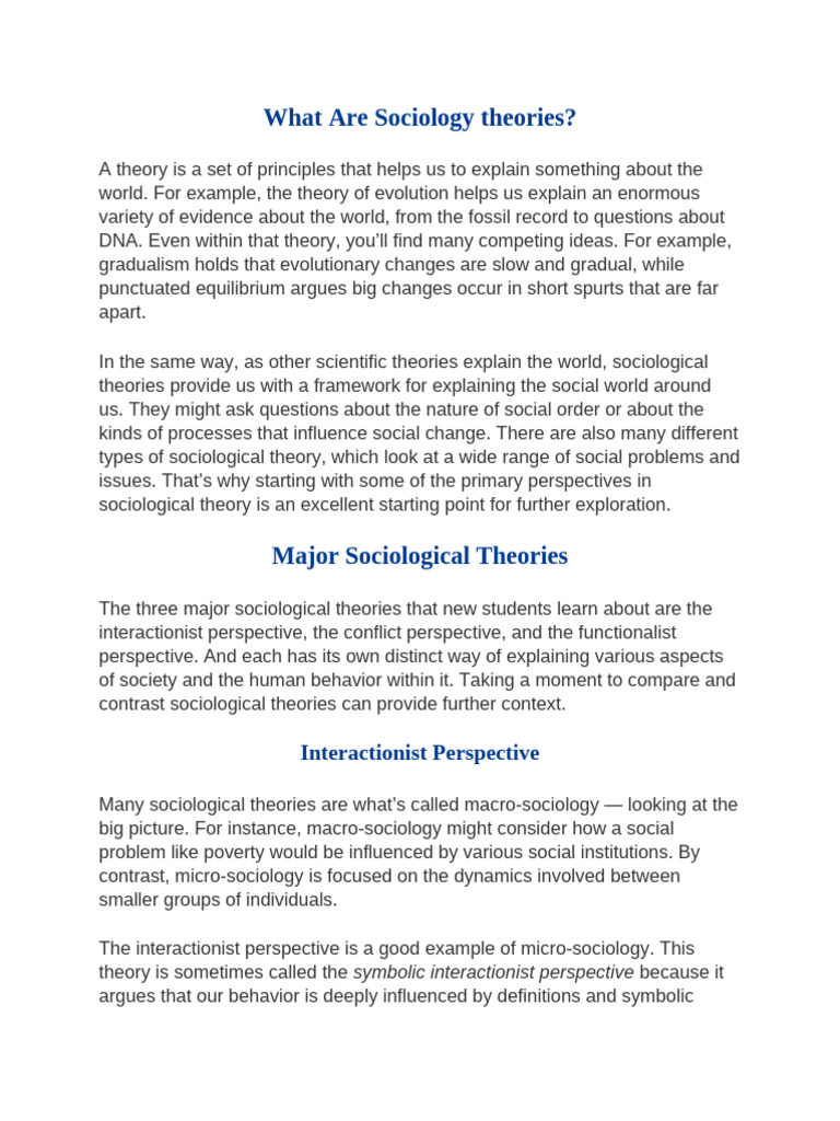 What Are Sociology Theories | PDF | Sociology | Society