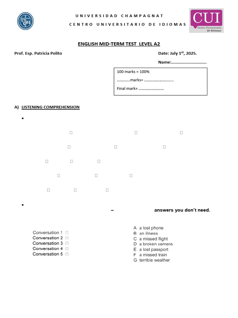 Mid Term Test July 1st 2025 Pdf Amsterdam