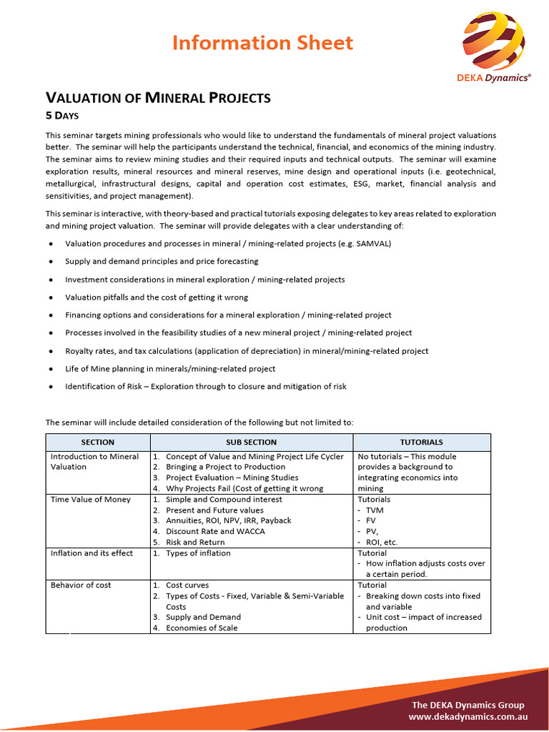 H. Valuation of Mineral Projects | PDF | Valuation (Finance) | Private Sector