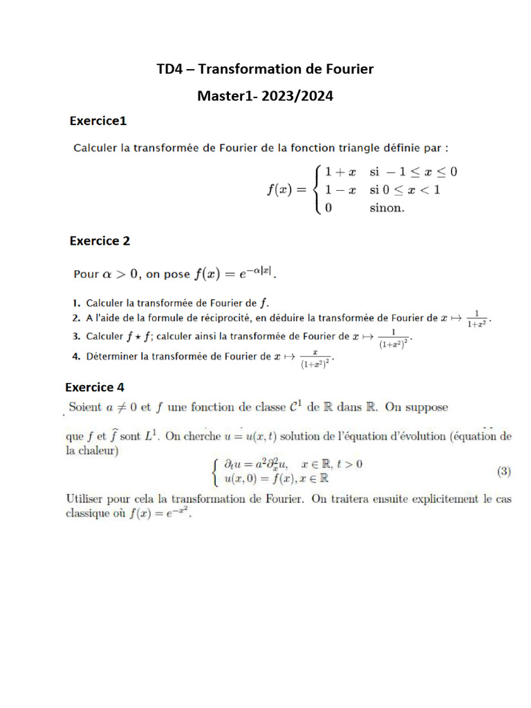 TD4 Transformation de Fourier | PDF