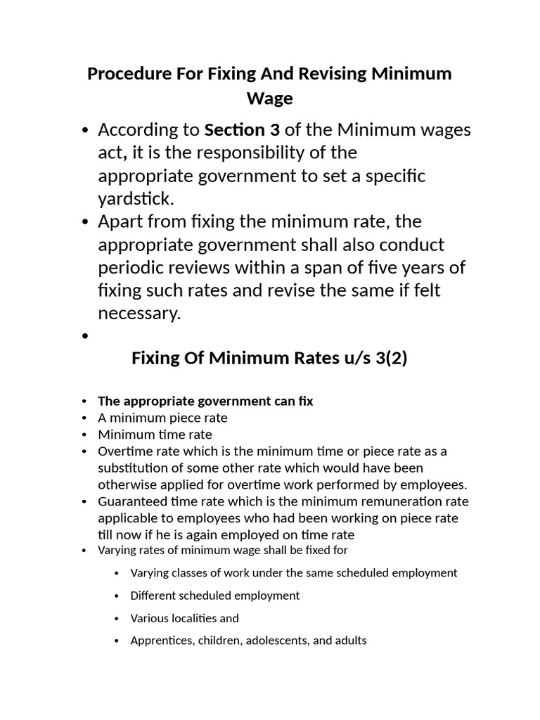 Procedure For Fixing and Revising Minimum Wage | PDF | Cost Of Living | Employment