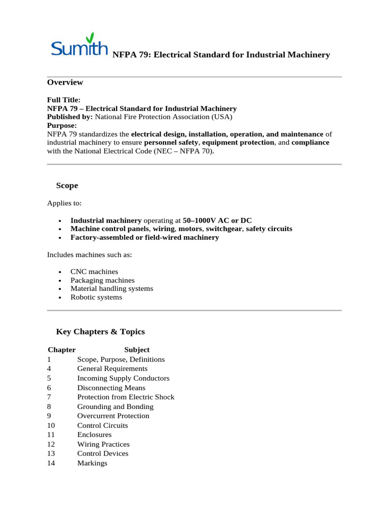 NFPA 79 (Electrical Standard For Industrial Machinery) | PDF ...
