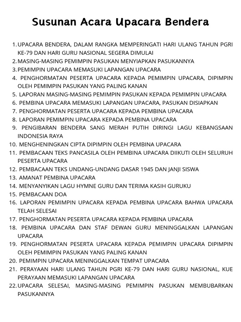 Susunan Acara Upacara Bendera PDF | PDF