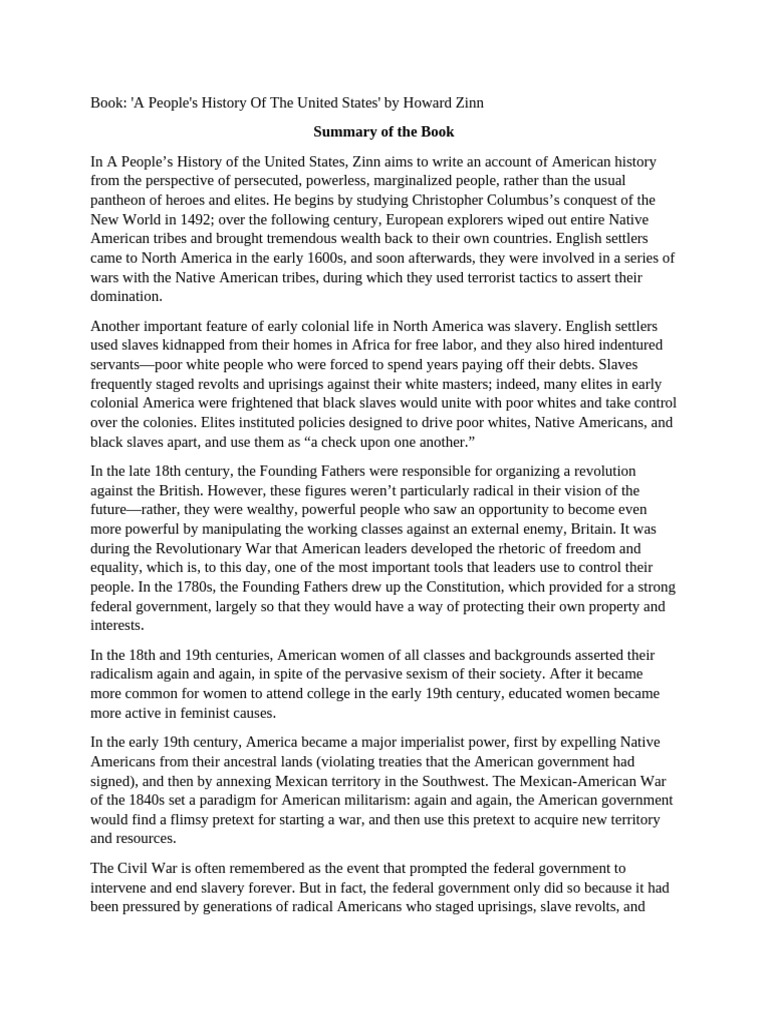 Zinn's Radical Take on U.S. History | PDF | Slavery | Socialism