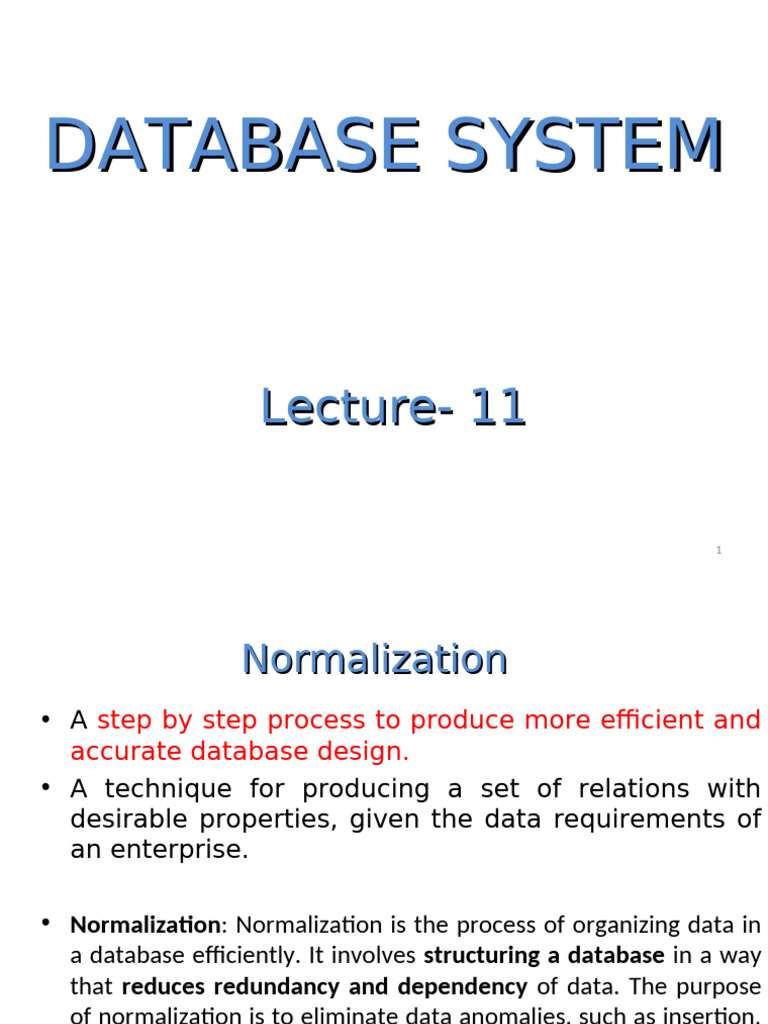 Lec 10 - DS - Database Management System Normalization | PDF | Databases | Computing