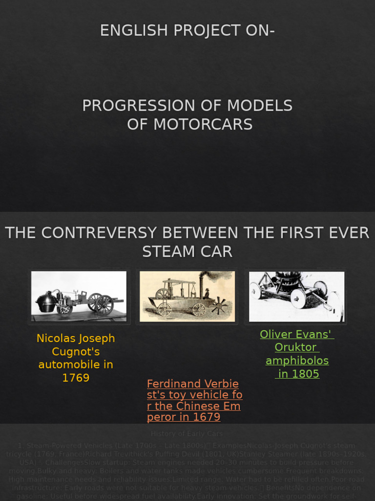 Evolution of Early Motorcars | PDF | Car | Steam Engine