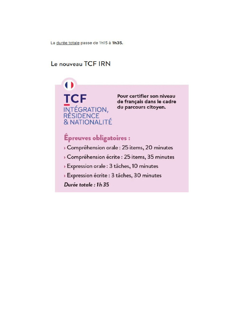 000 - Présentation Épreuve TCF | PDF