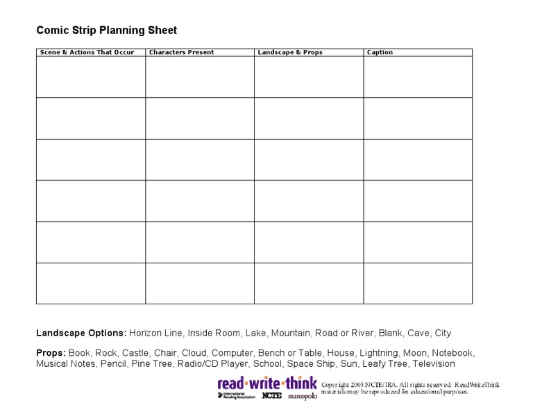 Comic Strip Planning Template | PDF | General Fiction