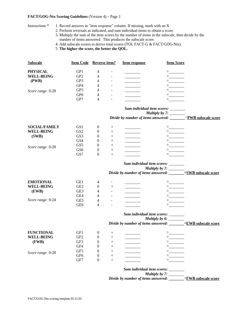 FACT/GOG-Ntx Scoring Guidelines V4 | PDF