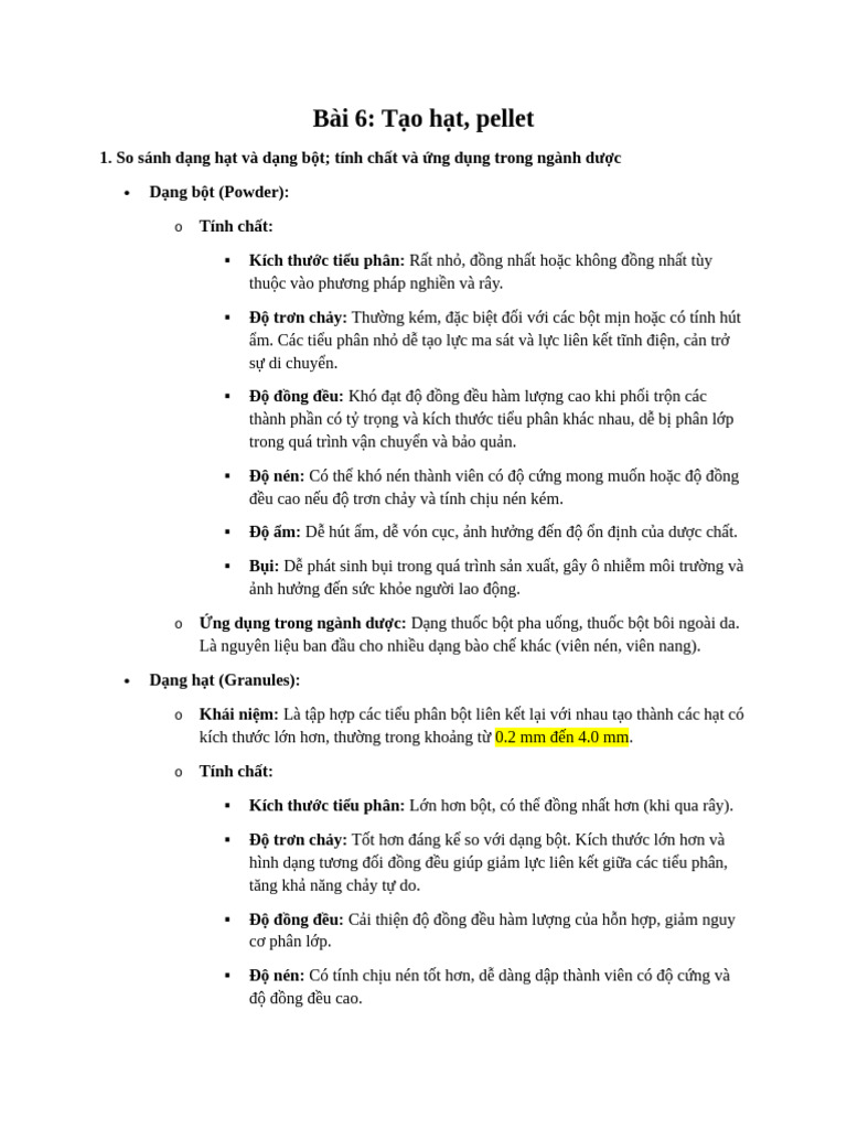 Bài 6 T o H T, Pellet | PDF