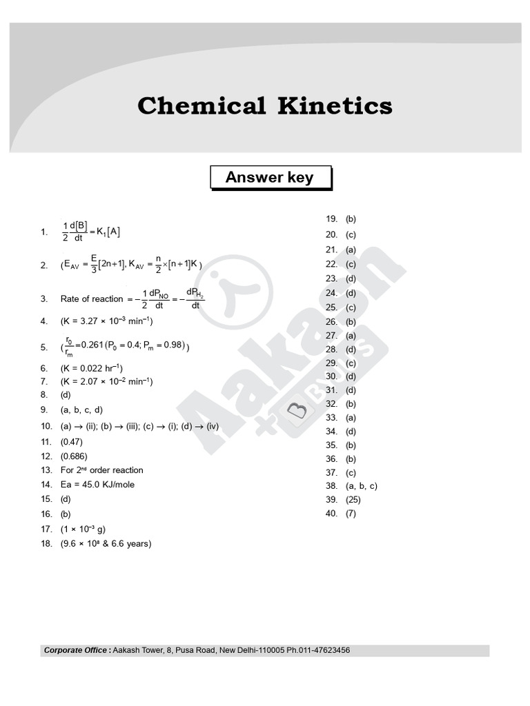 Chemical Kinetics Study Guide & Answers | PDF