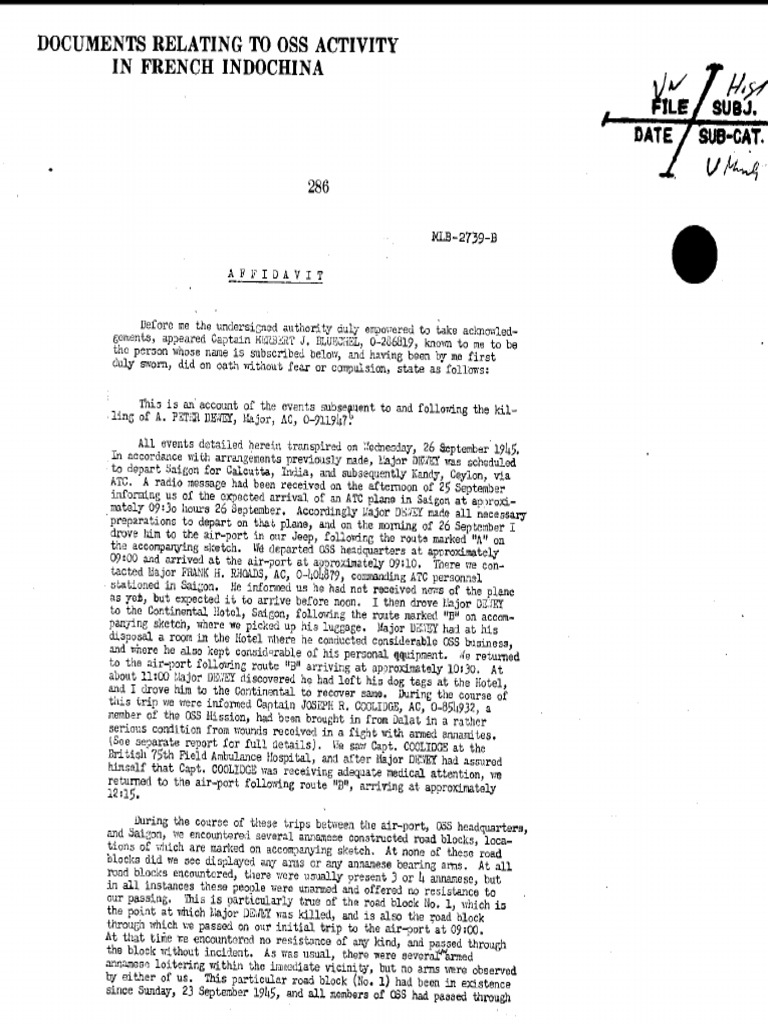 Major Peter Dewey Death - OSS Investigation | PDF