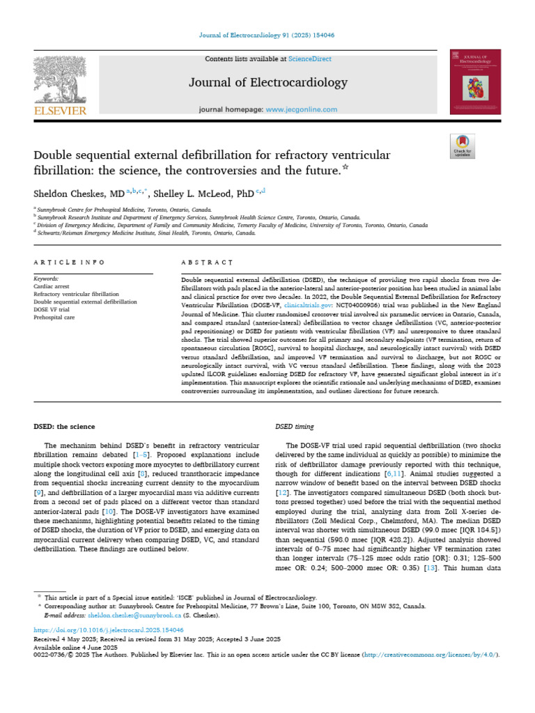 Double Sequential External Defibrillation For Refractory Ventricular ...