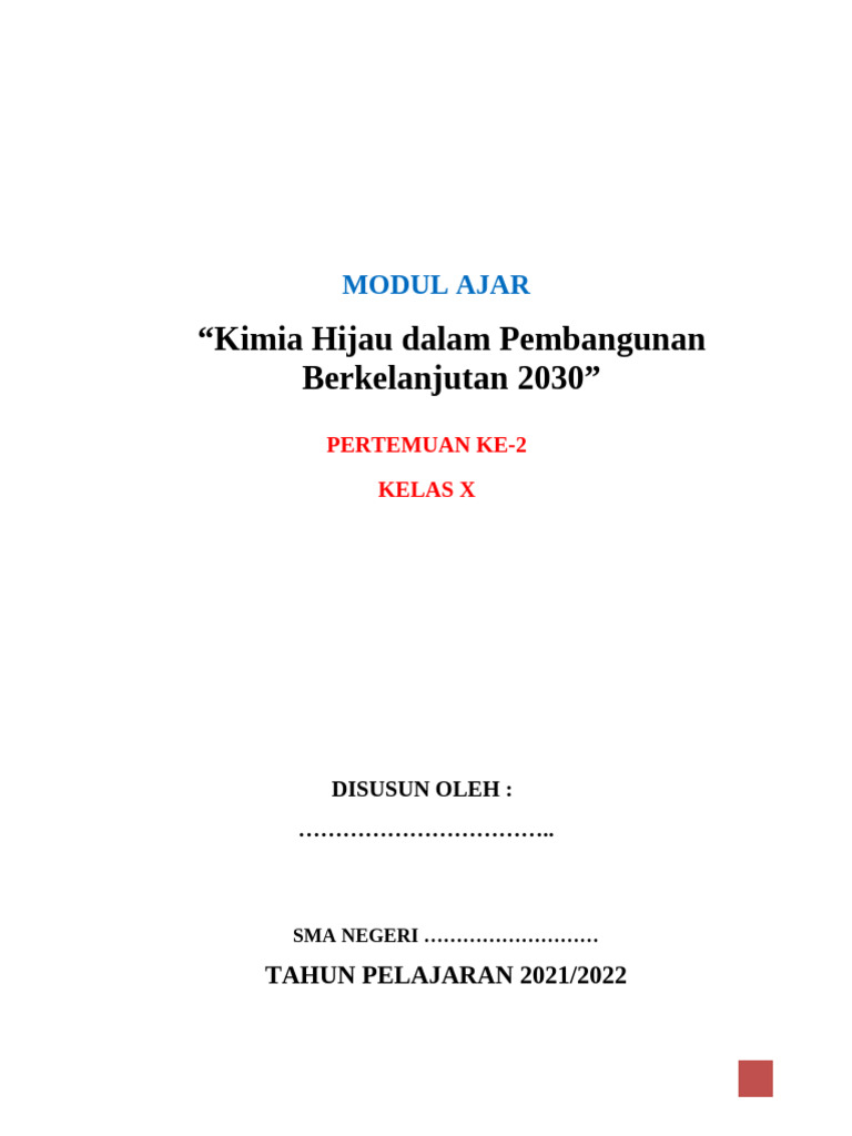 Modul Ajar Pert-2 Kimia Hijau | PDF