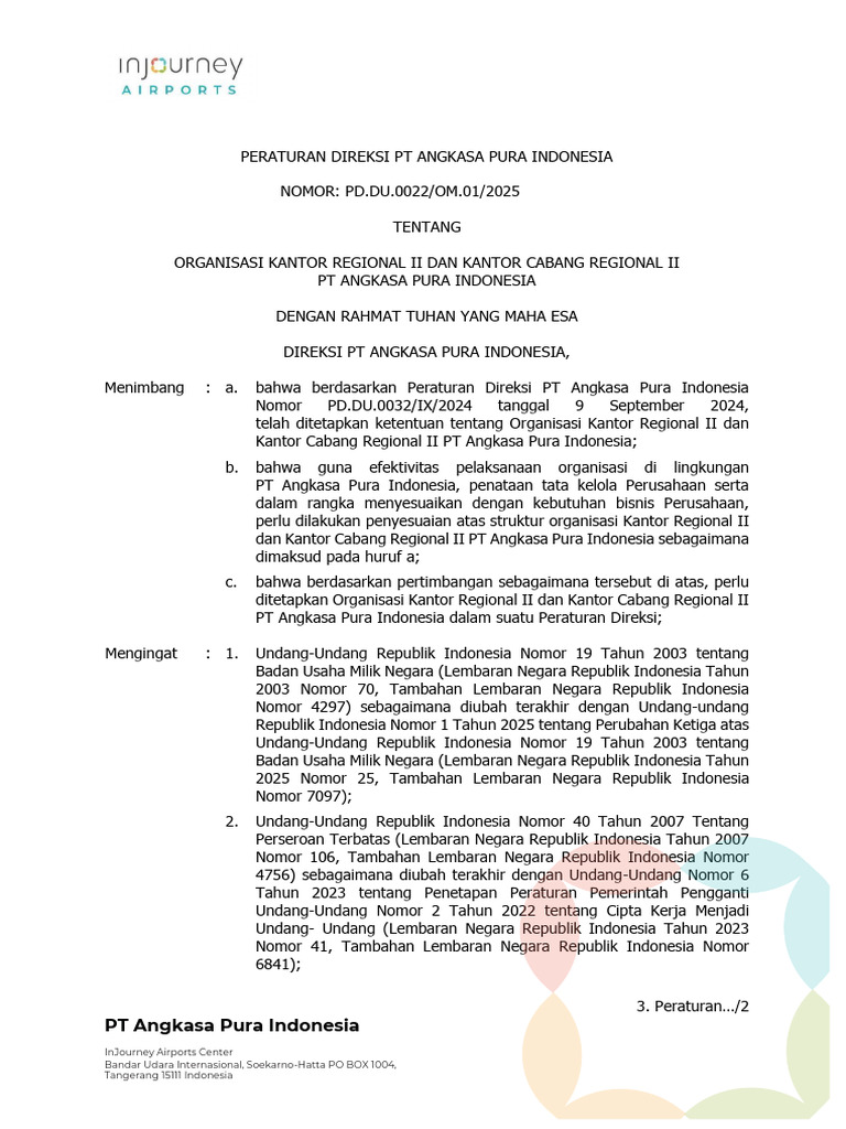 Struktur Organisasi Angkasa Pura II | PDF