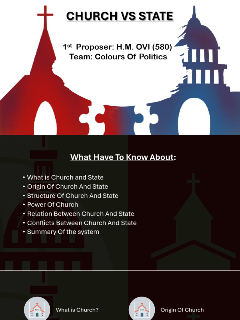 Church Vs State: 1 Proposer: H.M. OVI (580) Team: Colours of Politics ...