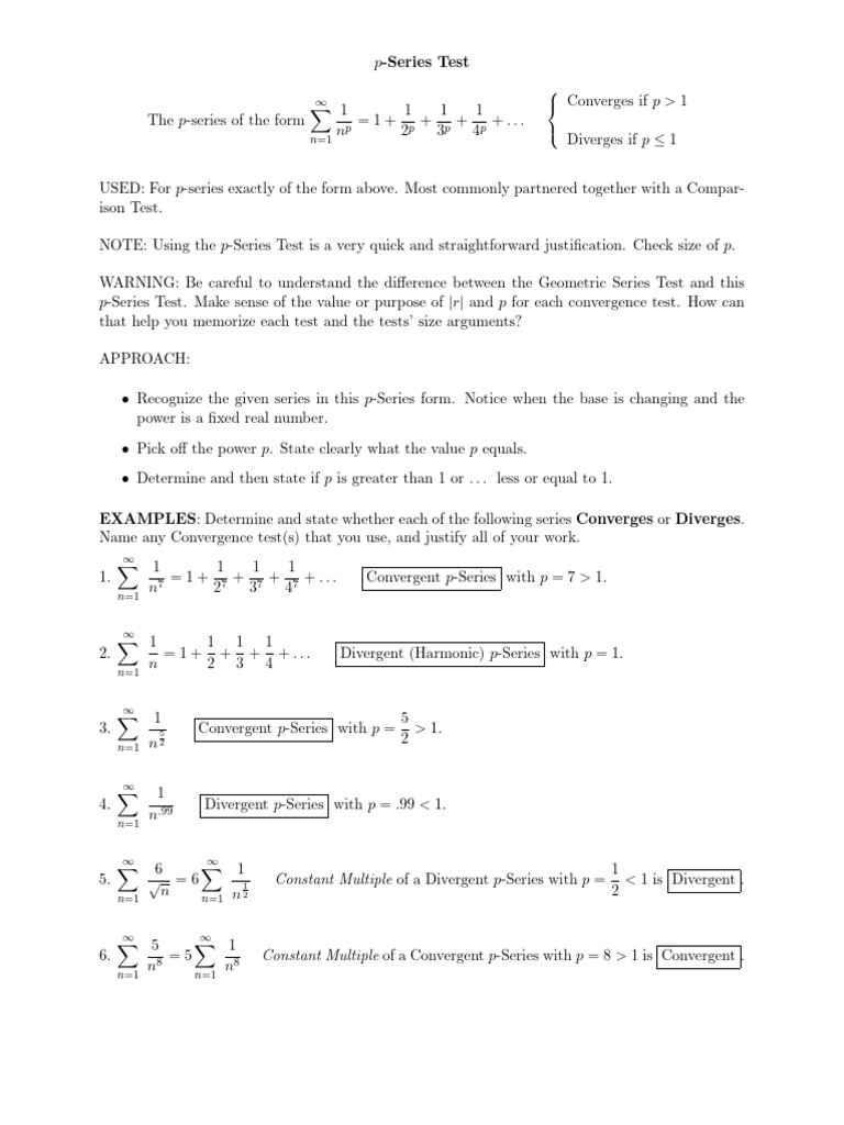 P Series Test | PDF | Mathematical Analysis | Mathematics