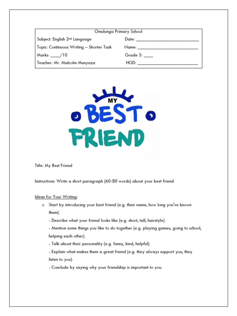 My Best Friend: A Class 5 Guide | PDF | Human Communication