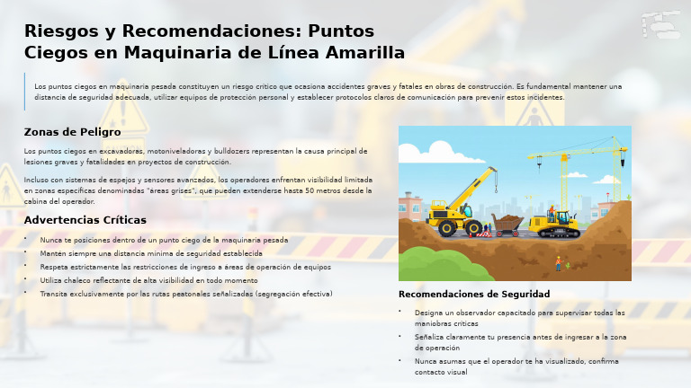 Riesgos y Recomendaciones Puntos Ciegos en Maquinaria de Linea Amarilla ...