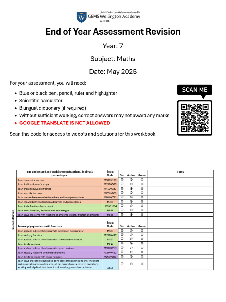Year 7 EOY Assessment Workbook-2 | PDF | Percentage | Mathematics
