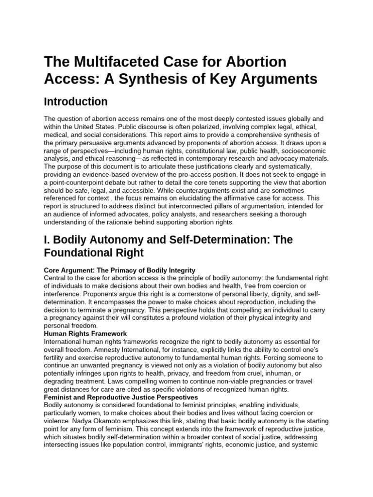 Abortion Access - Persuasive Arguments | PDF | Abortion | Pregnancy