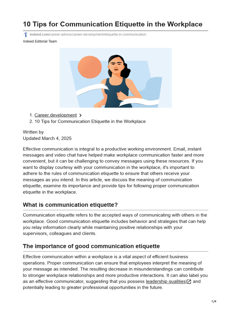 10 Tips For Communication Etiquette in The Workplace | PDF ...