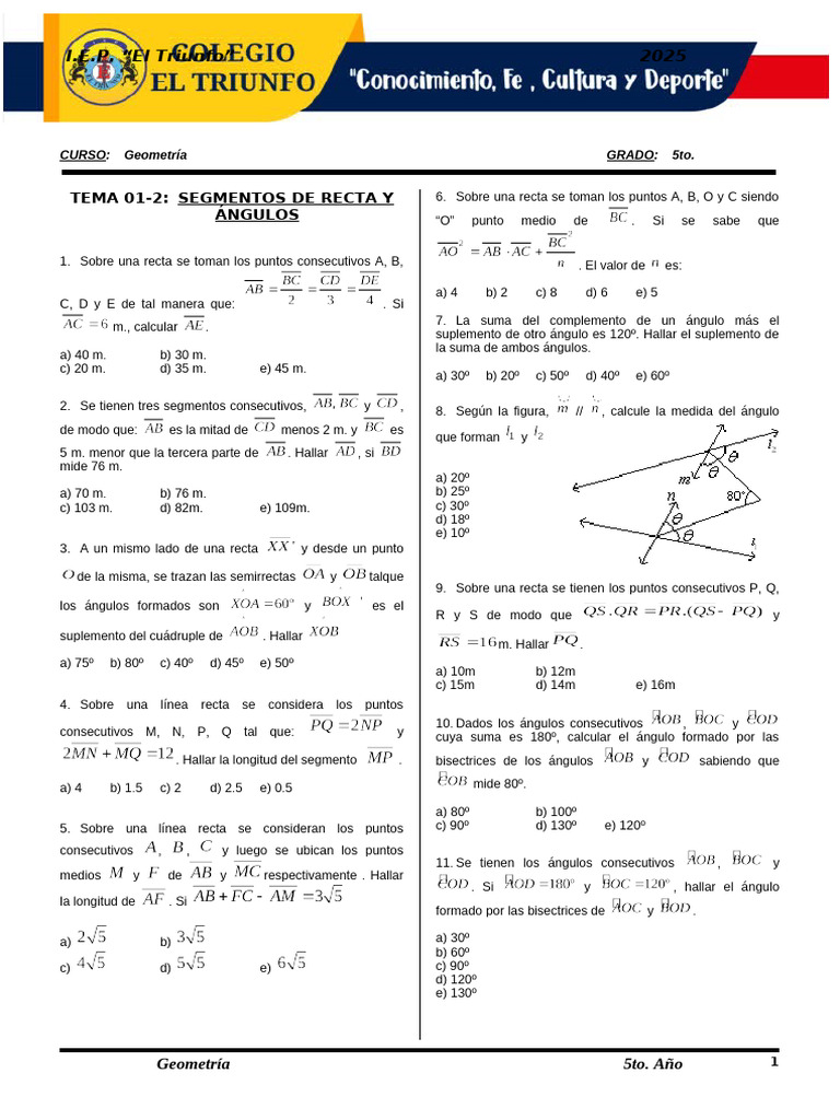1.2 Segmentos de Recta - Ángulos Estudiantes | PDF | Geometría ...