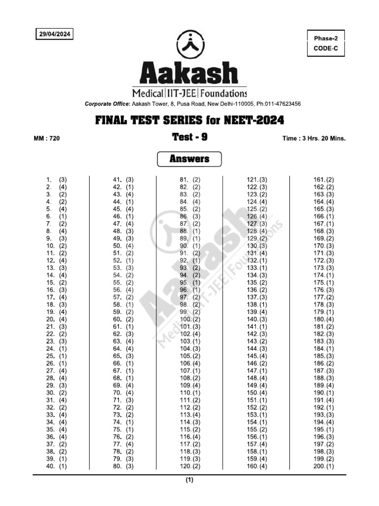 FTS-09 (C&D) (P2) 29-04-2024 Sol | PDF