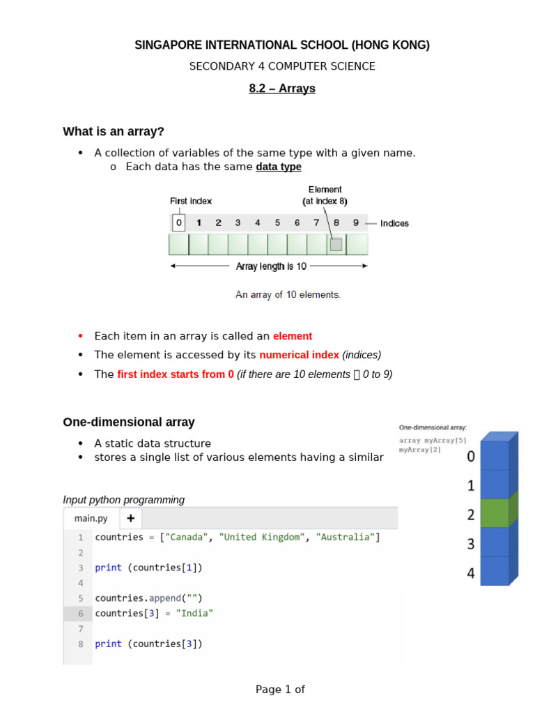 Array - Singapore Trial Lesson - Teacher Version | PDF | Database Index | Fahrenheit