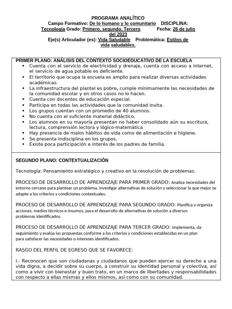 Programa Analítico Apicultura | PDF | Aprendizaje | Escuelas