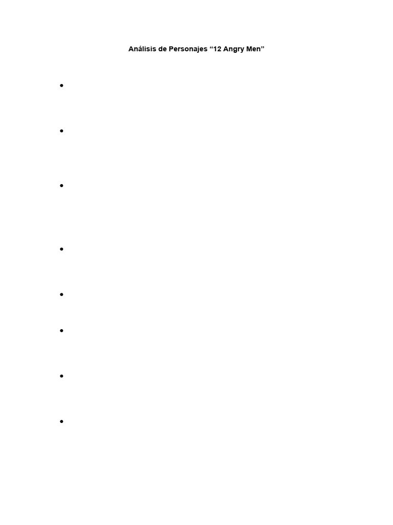 Análisis de Personajes "12 Angry Men" | PDF