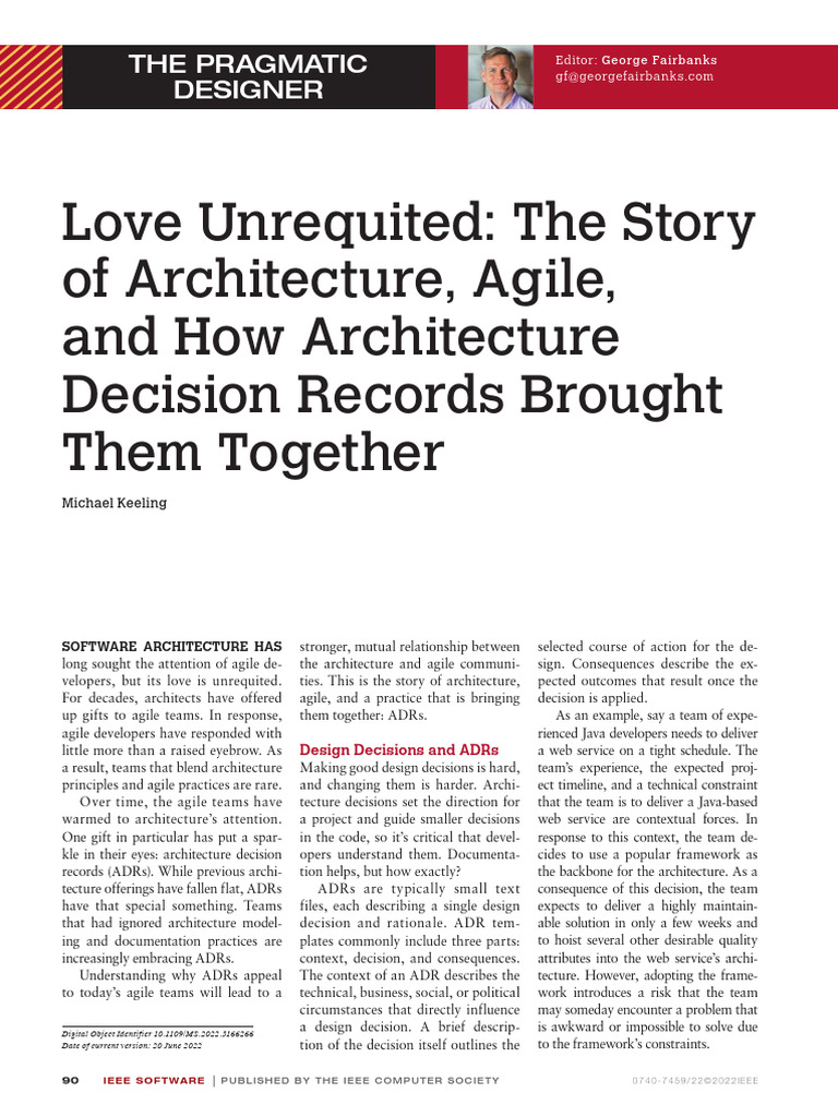 Love Unrequited The Story of Architecture Agile and How Architecture Decision Records Brought ...