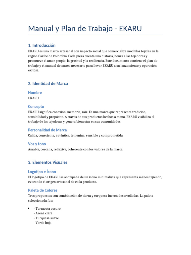 EKARU Manual y Plan de Trabajo | PDF