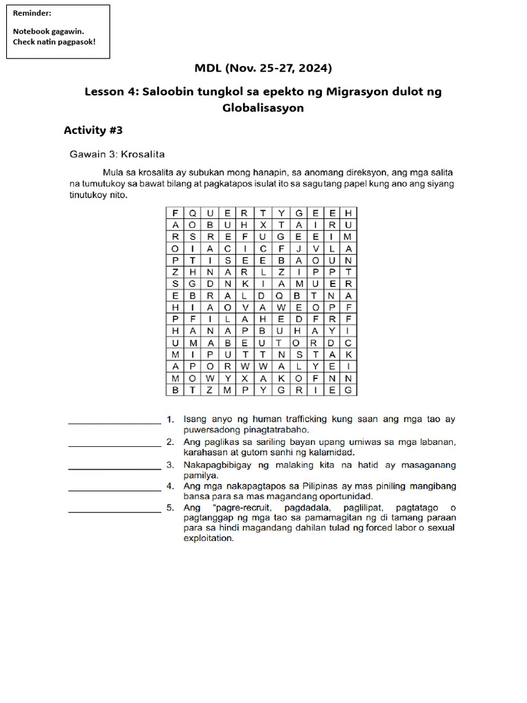 AP10 2ndqtr Lesson 4 Activity and Quiz | PDF