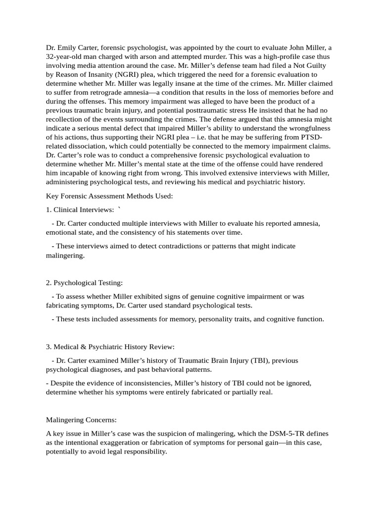 Forensic Evaluation of Arson Suspect | PDF | Insanity Defense | Psychology