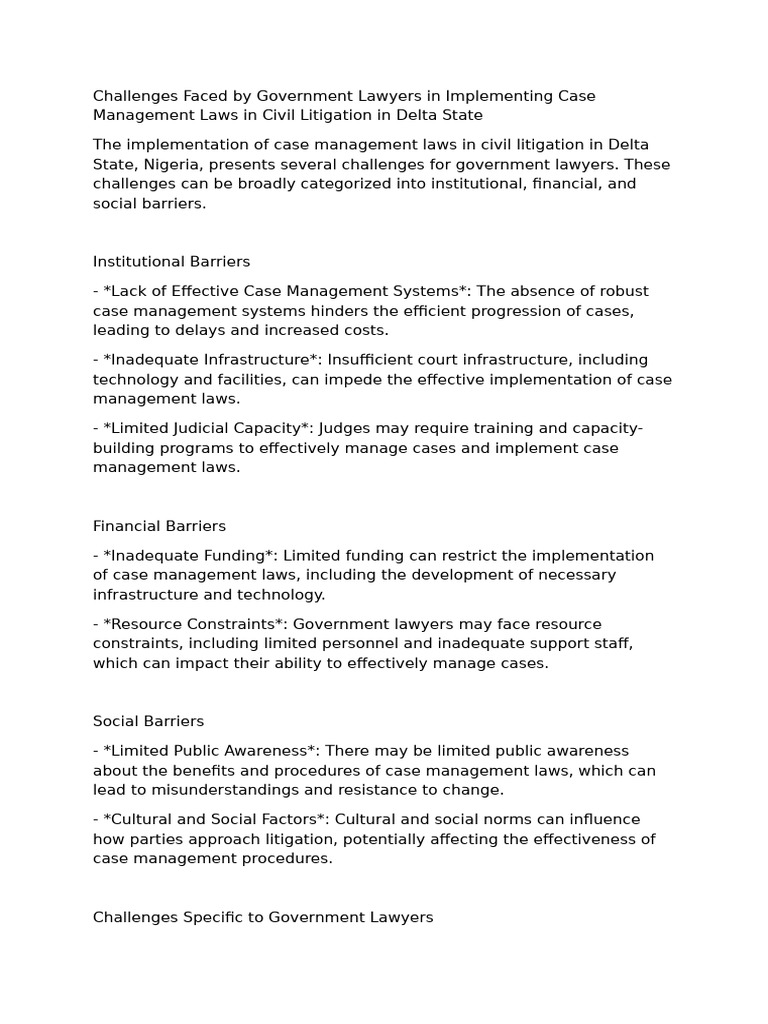 Notes On Case Management Laws Contd | PDF | Lawyer | Infrastructure