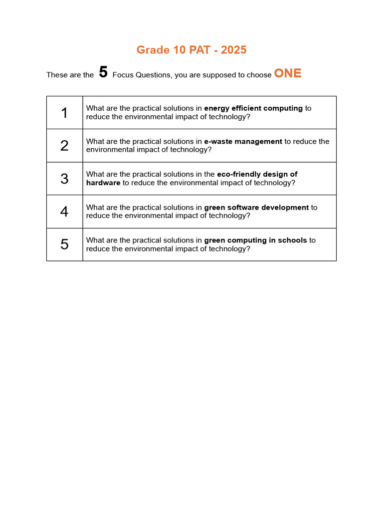 Focus Questions | PDF