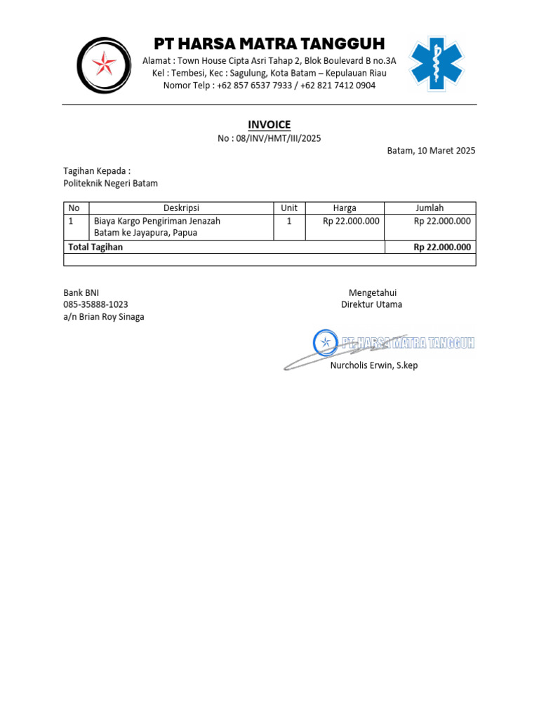 Invoice PT HMT | PDF