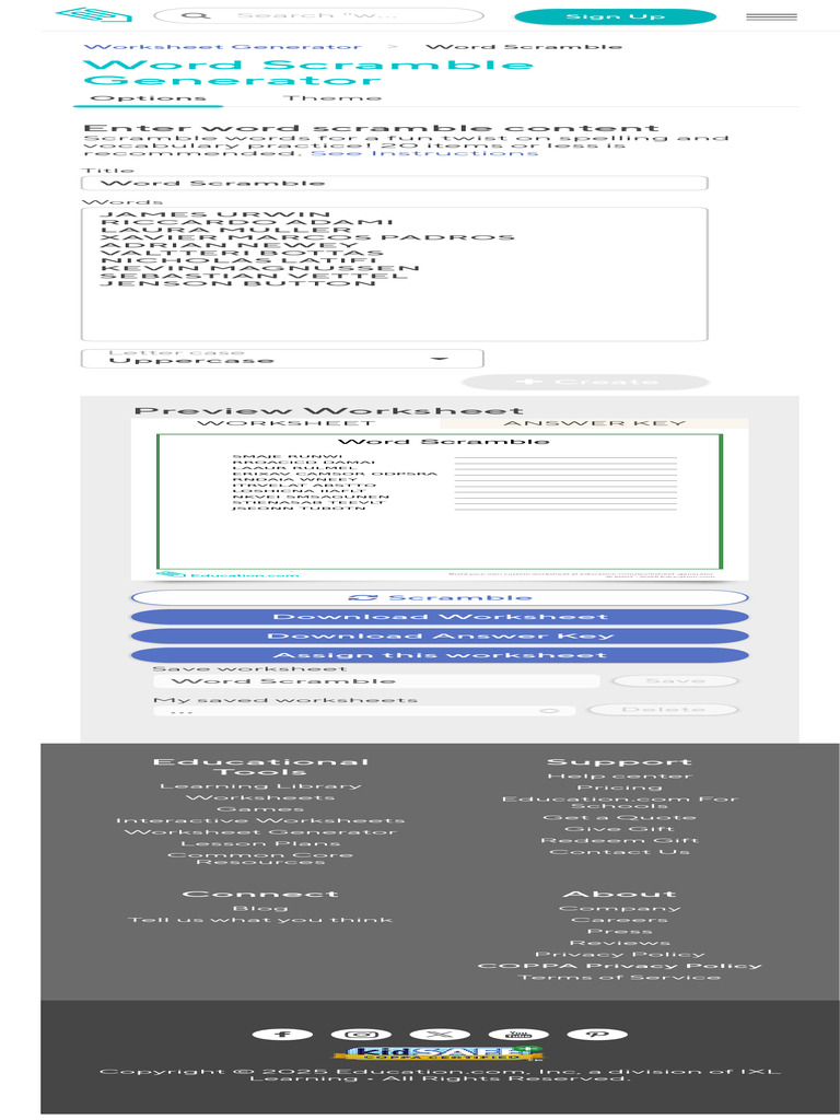 Word Scramble Generator | PDF