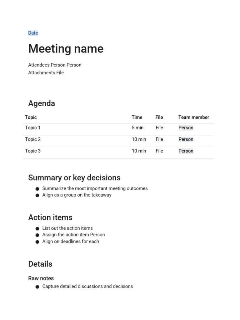 Meeting Planner | PDF